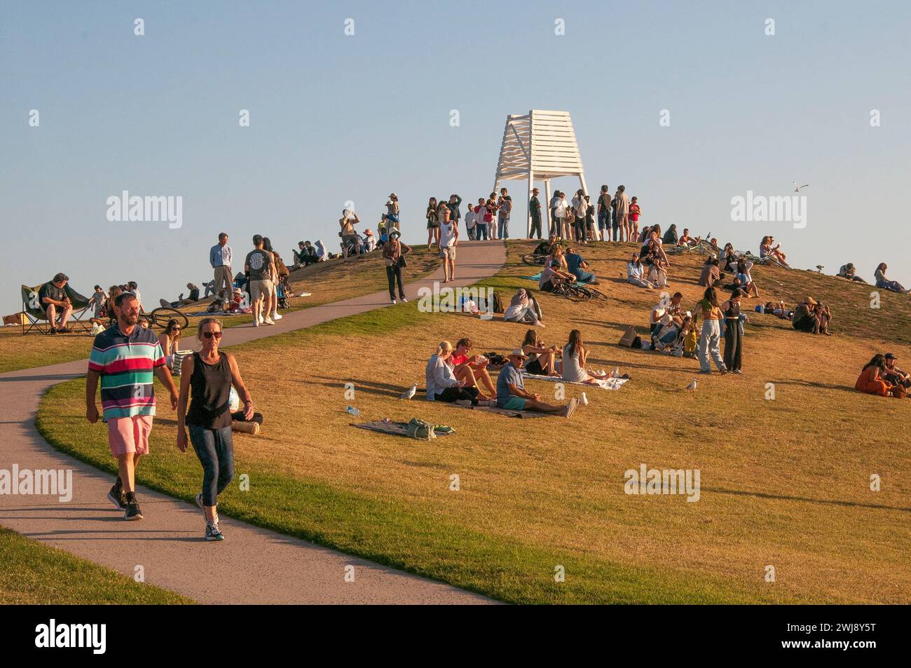 Crowd gathered on a summer evening (Lunar New Year's Eve) at Point ...
