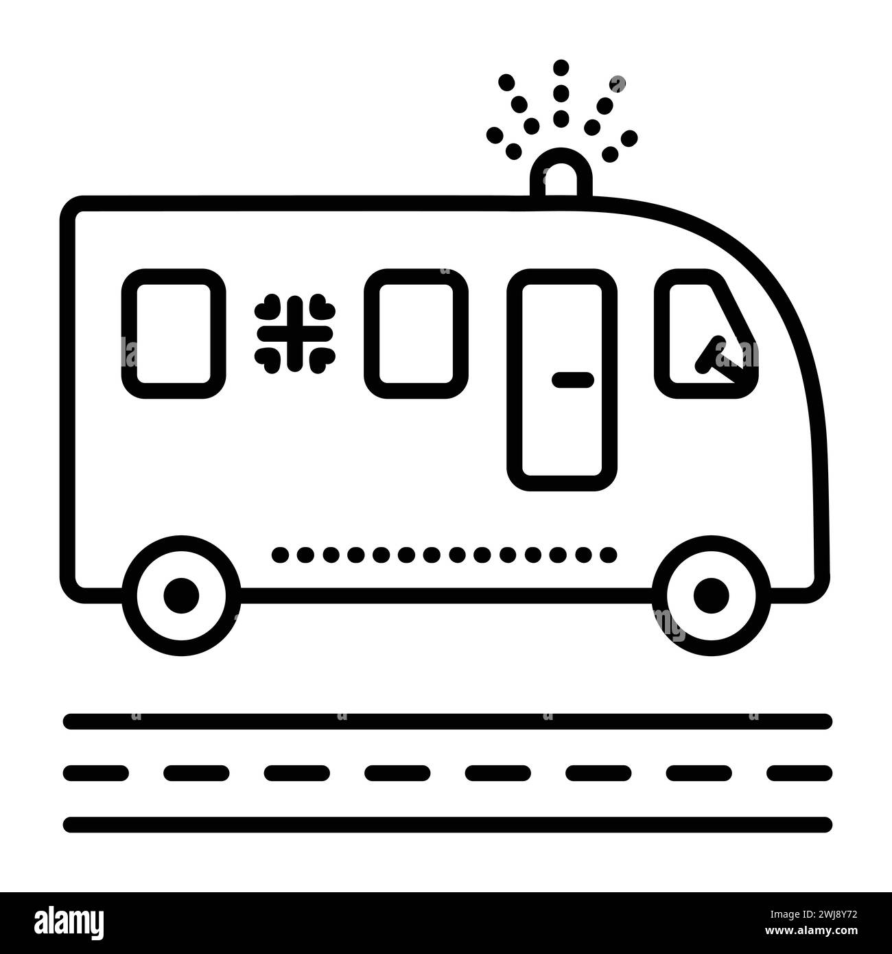 Ambulance black line vector icon, emergency transport sign, side view of the medical car Stock ...