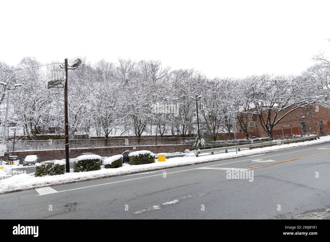 Snow accumulates in the city of Paterson k in New Jersey, United States ...