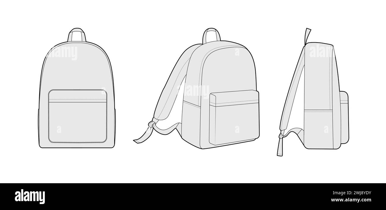 Backpack silhouette bag. Fashion accessory technical illustration ...