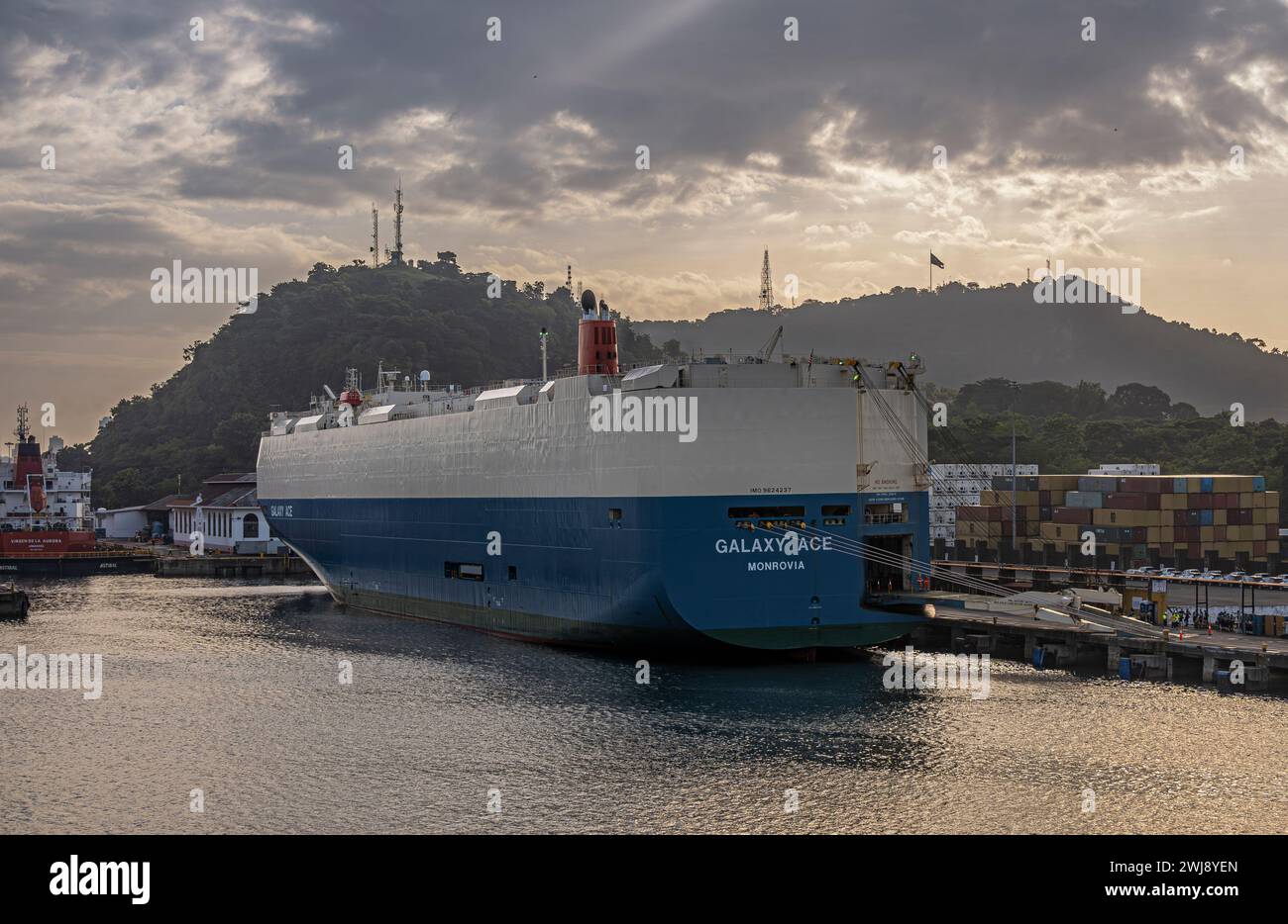 Panama Canal, Panama - July 24, 2023: Docked Galaxy Ace vehicle ...