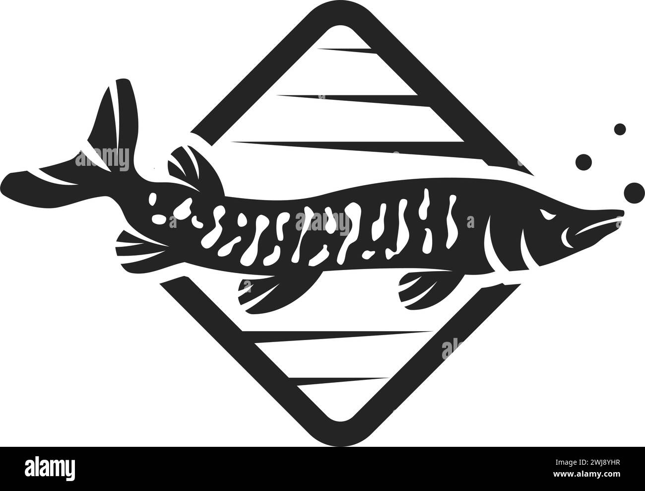 Muskellunge Fish Logo template Isolated. Brand Identity. Icon Abstract ...