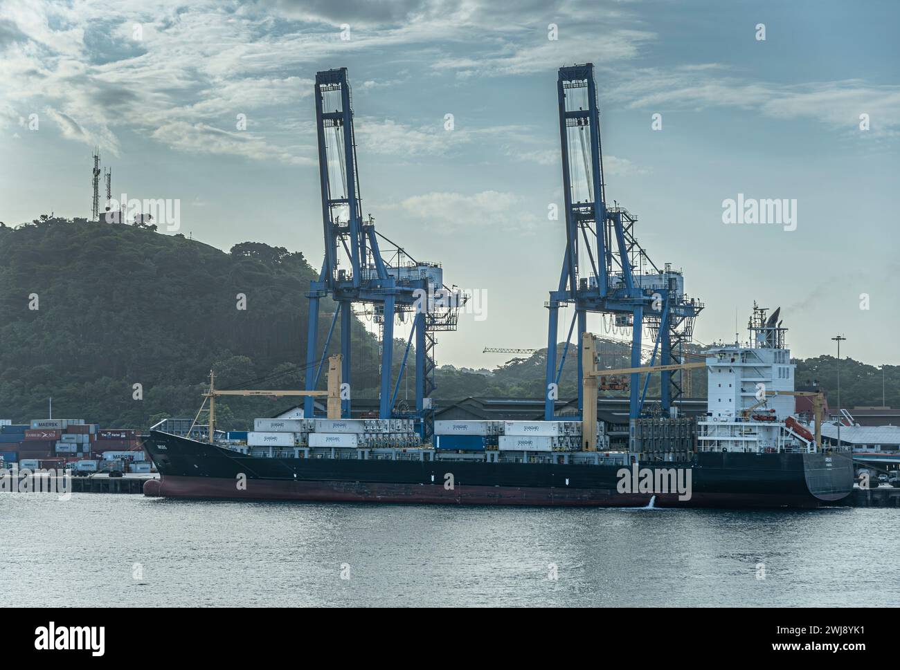 Panama Canal, Panama - July 24, 2023: Port side of small Arsos ...