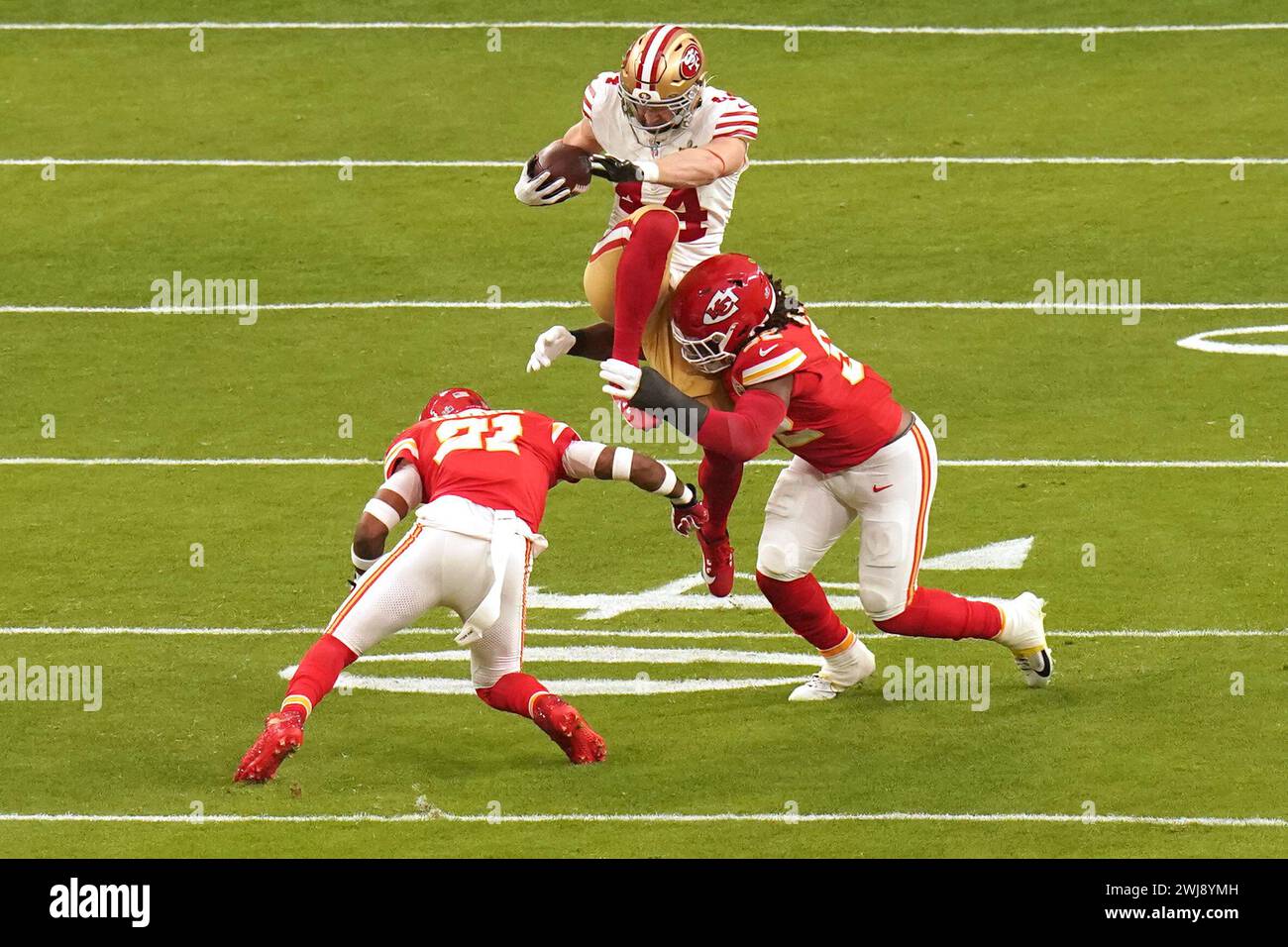 San Francisco 49ers fullback Kyle Juszczyk (44) jumps over Kansas City ...