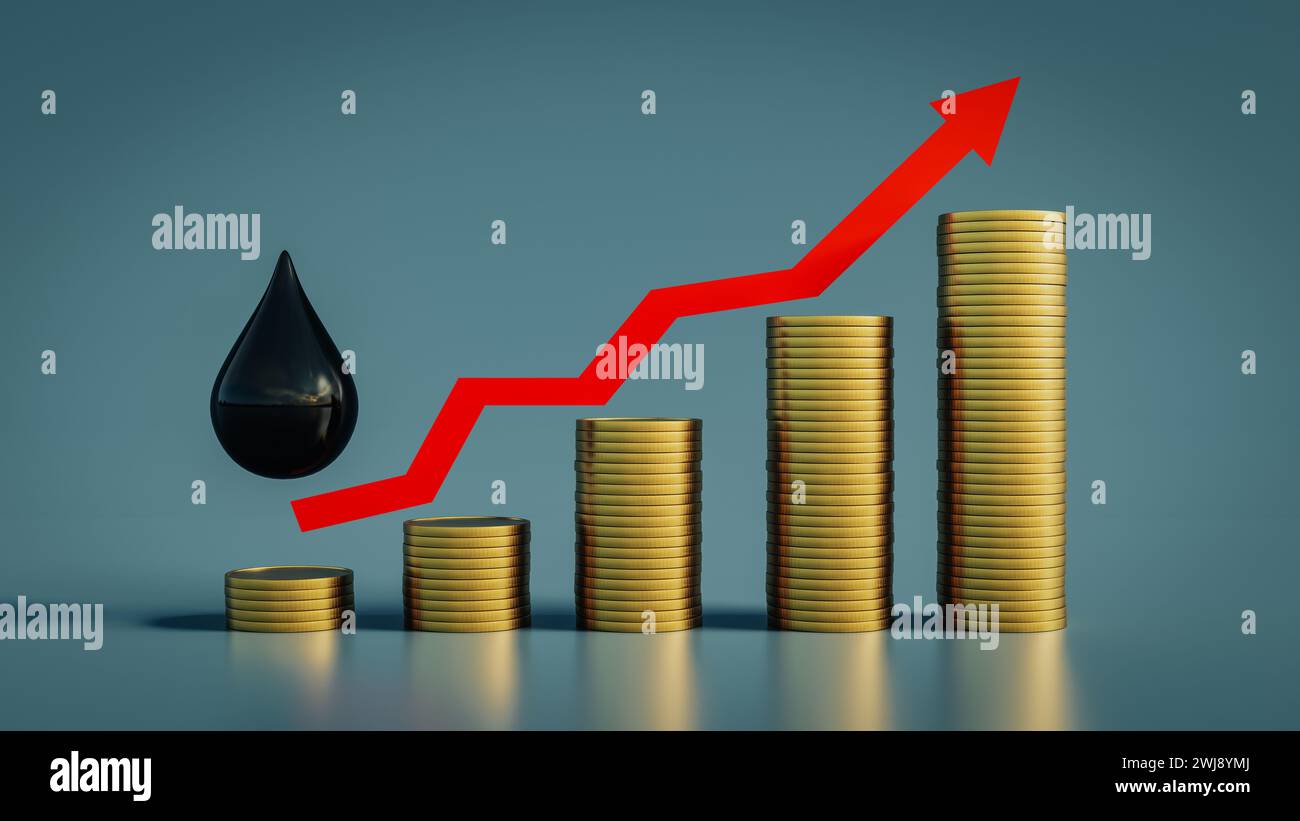 oil price rise and chart.3d rendering Stock Photo - Alamy