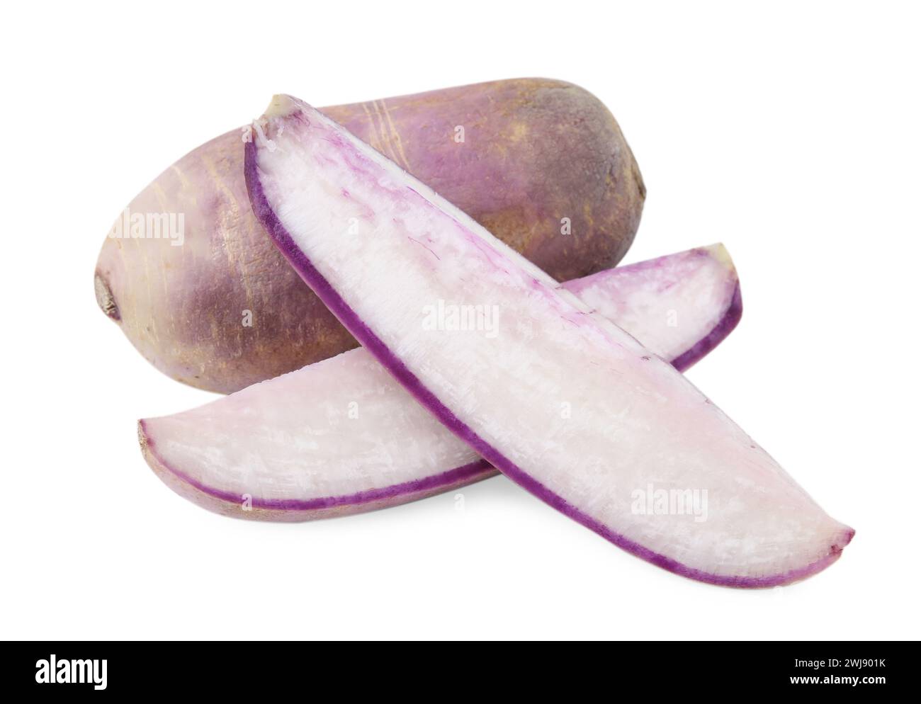 Ripe purple daikon radishes isolated on white Stock Photo - Alamy