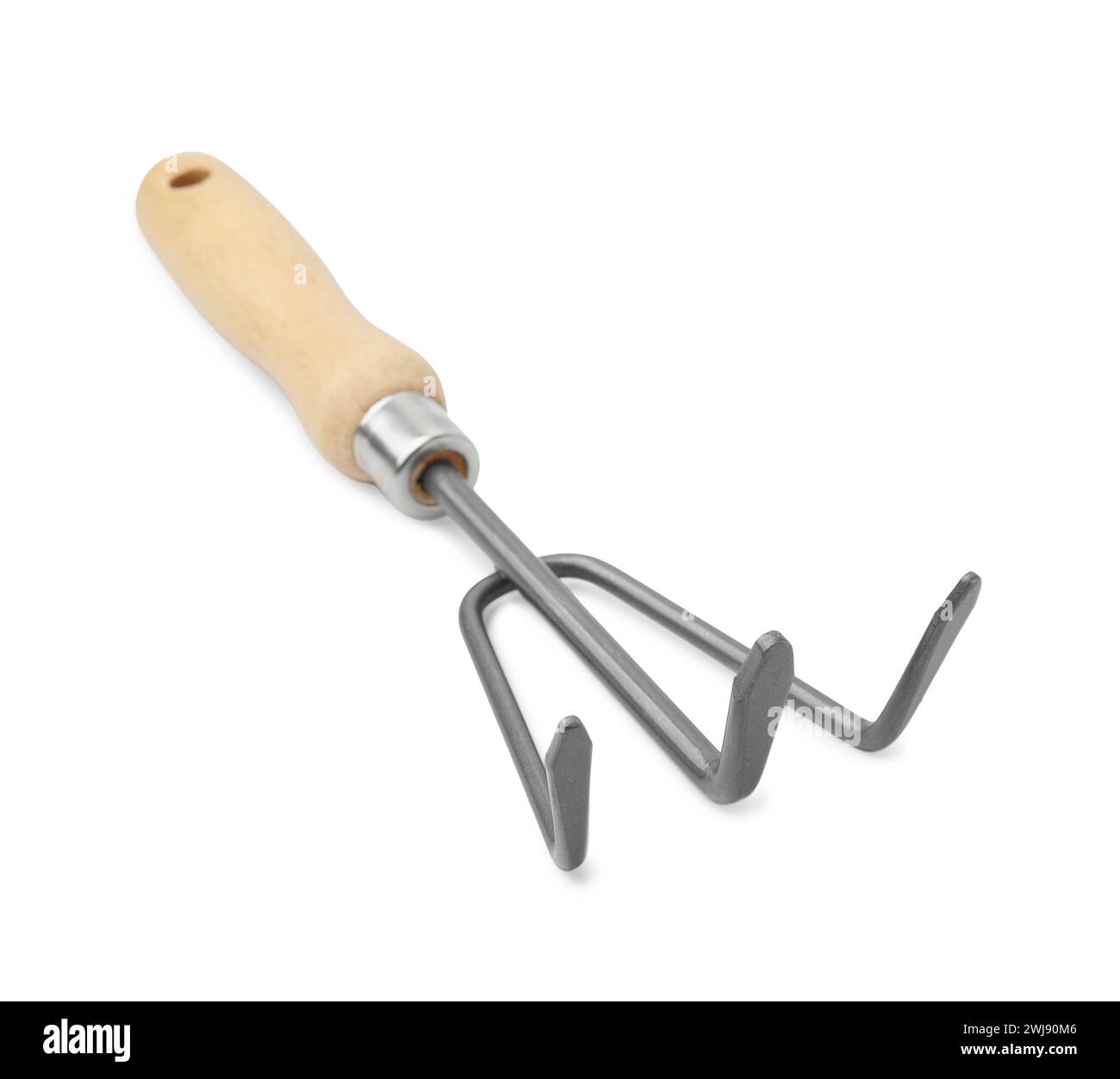 One rake isolated on white. Gardening tool Stock Photo - Alamy