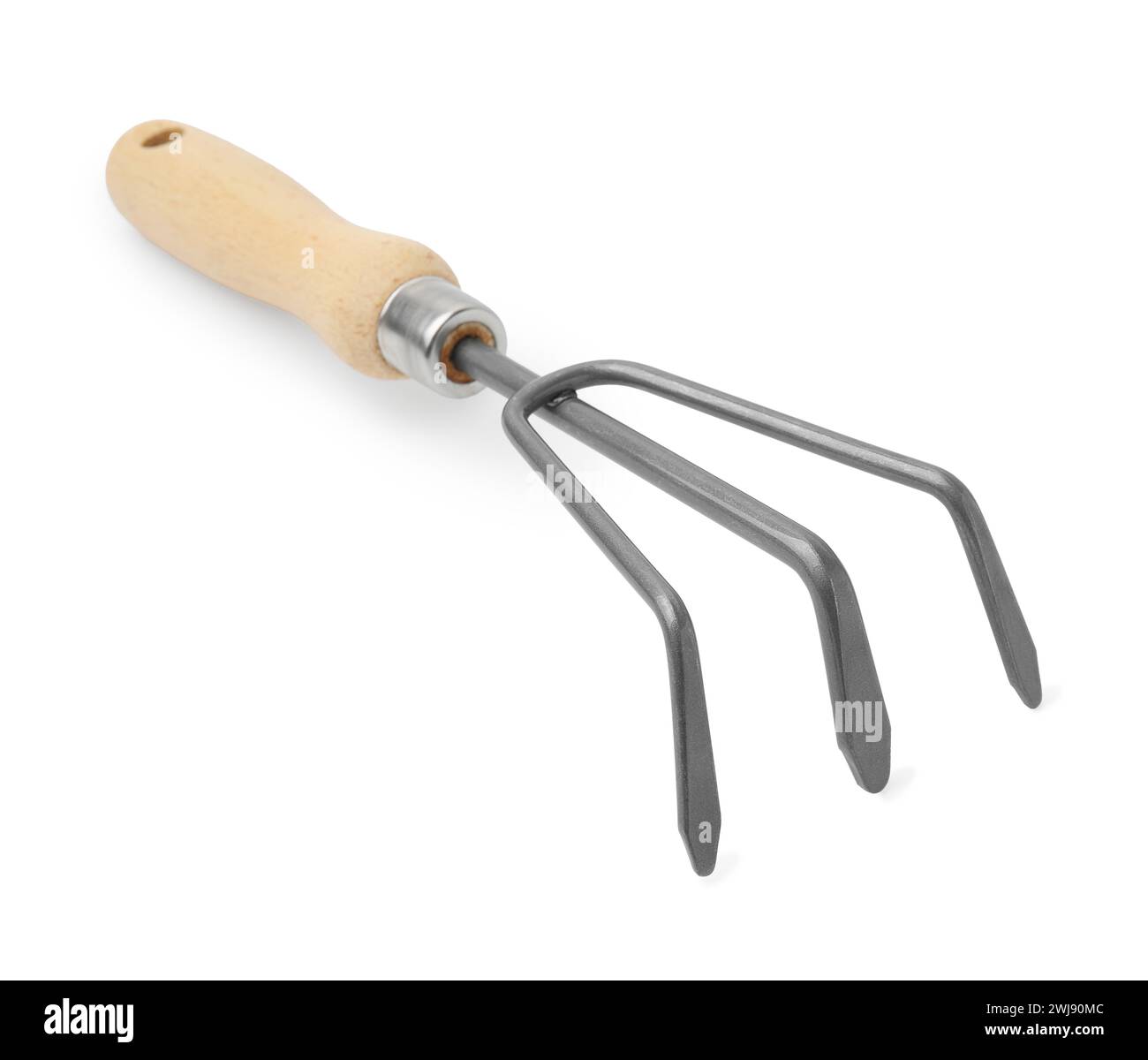 One rake isolated on white. Gardening tool Stock Photo - Alamy