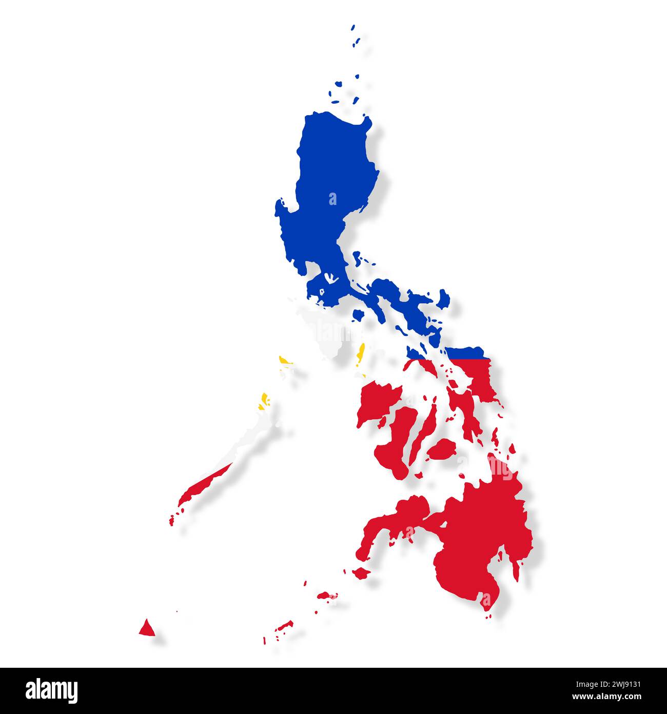 Philippines flag map on white with clipping path Stock Photo - Alamy