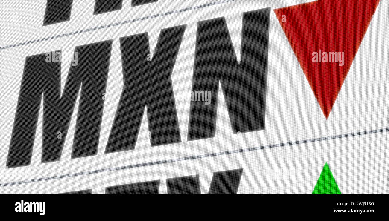 Mexican peso currency sign. Mexican peso currency symbol and red arrow ...