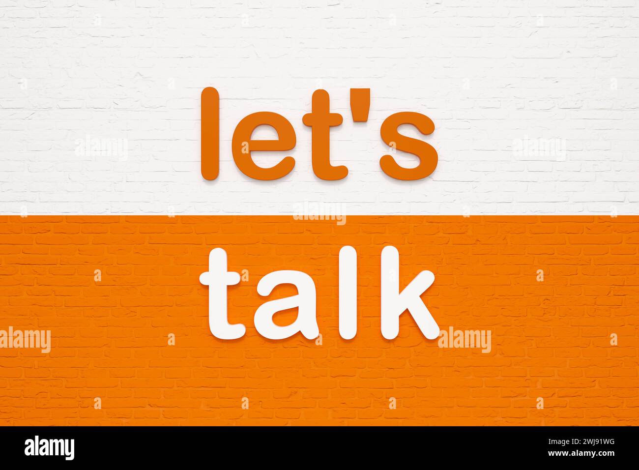 Let s talk. Let s talk. Colored letters against a white and orange ...