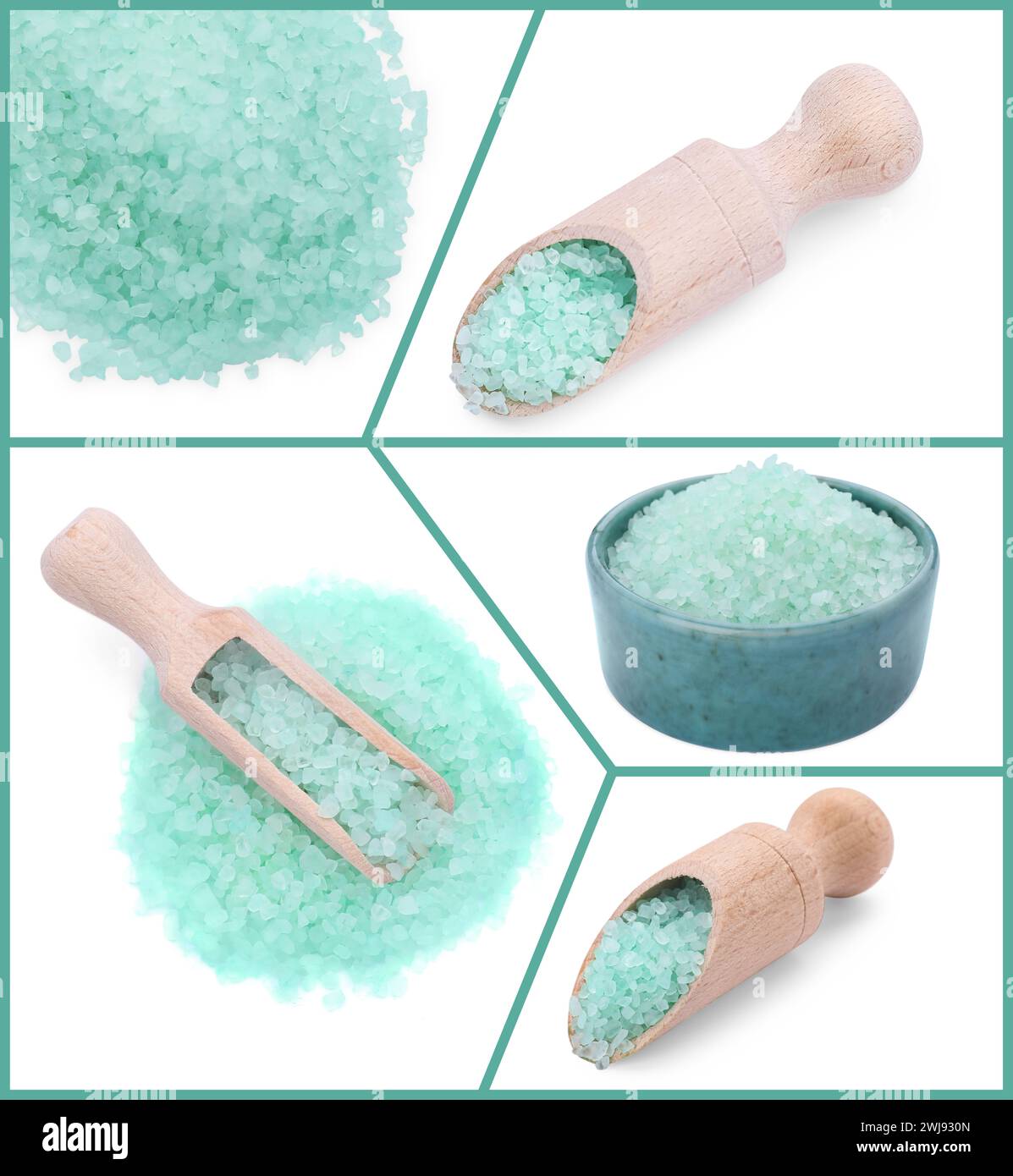 Turquoise sea salt isolated on white, set Stock Photo - Alamy