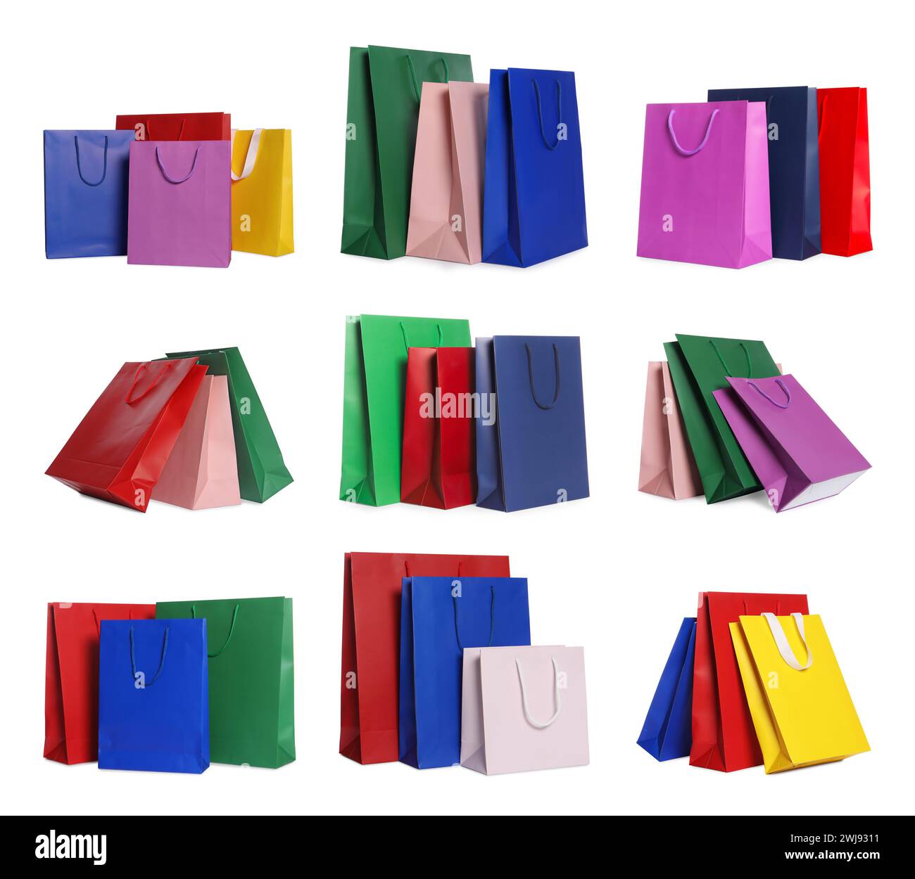 Colorful shopping bags isolated on white, set Stock Photo - Alamy