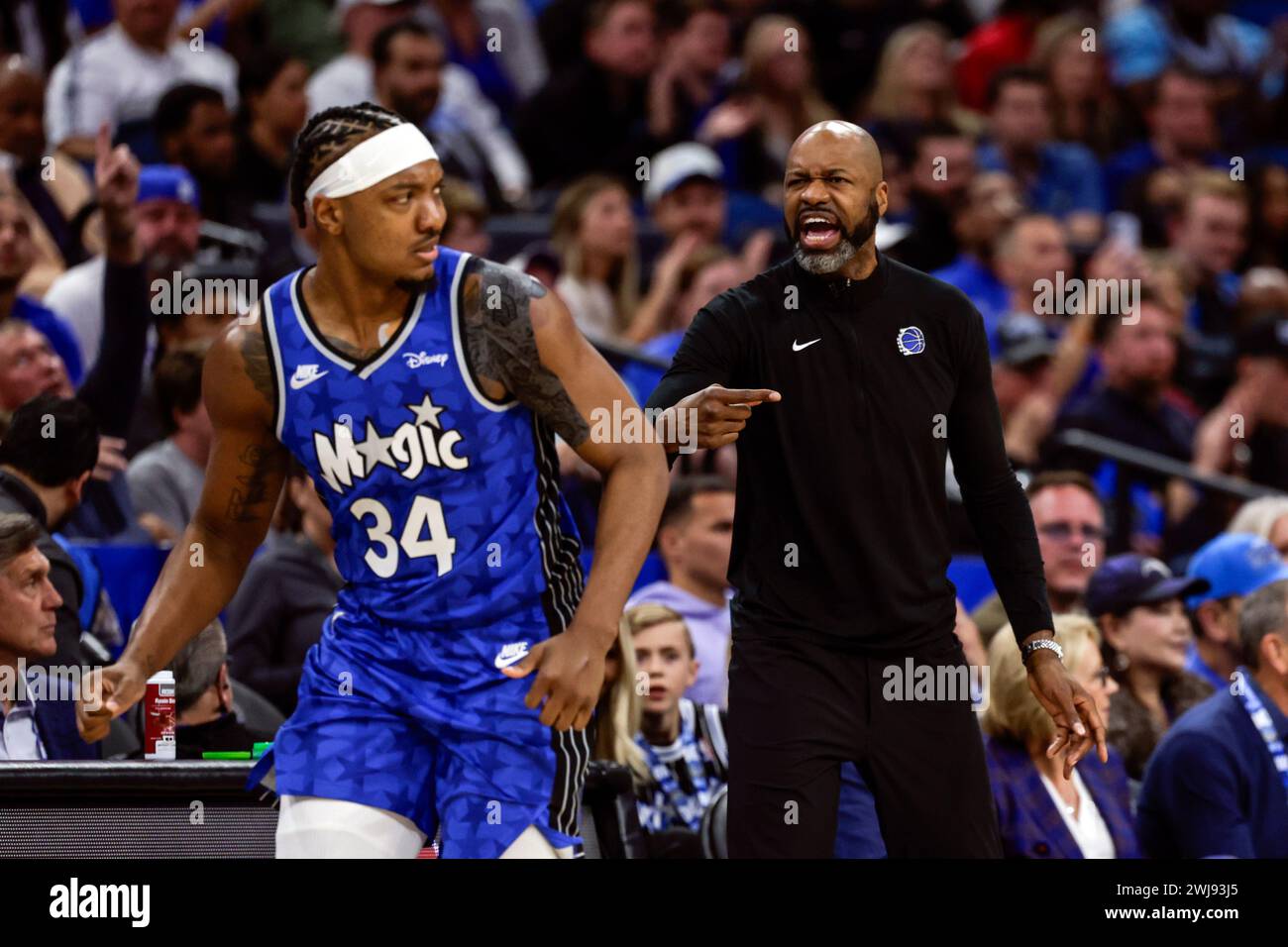 Orlando Magic head coach Jamahl Mosley shouts to his team as Orlando ...