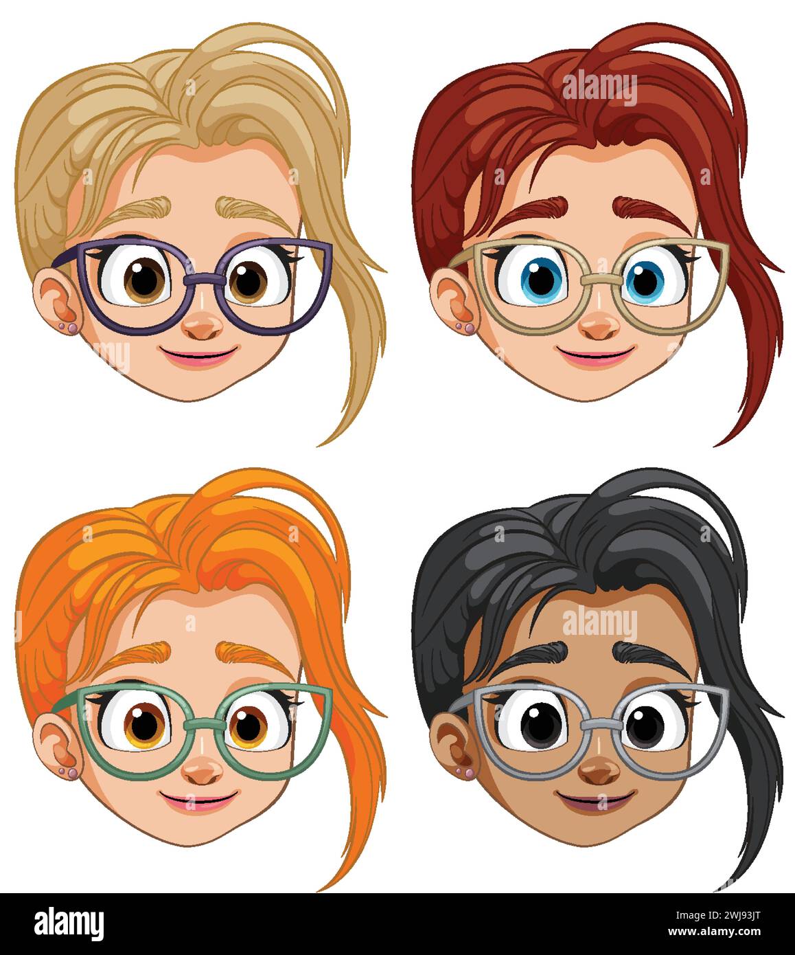 Four stylized cartoon faces wearing eyeglasses Stock Vector Image & Art ...