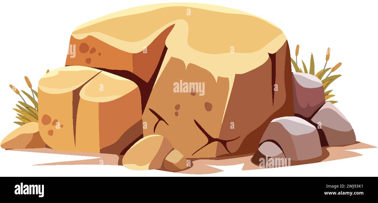 Vector art of a large boulder with smaller rocks Stock Vector Image ...