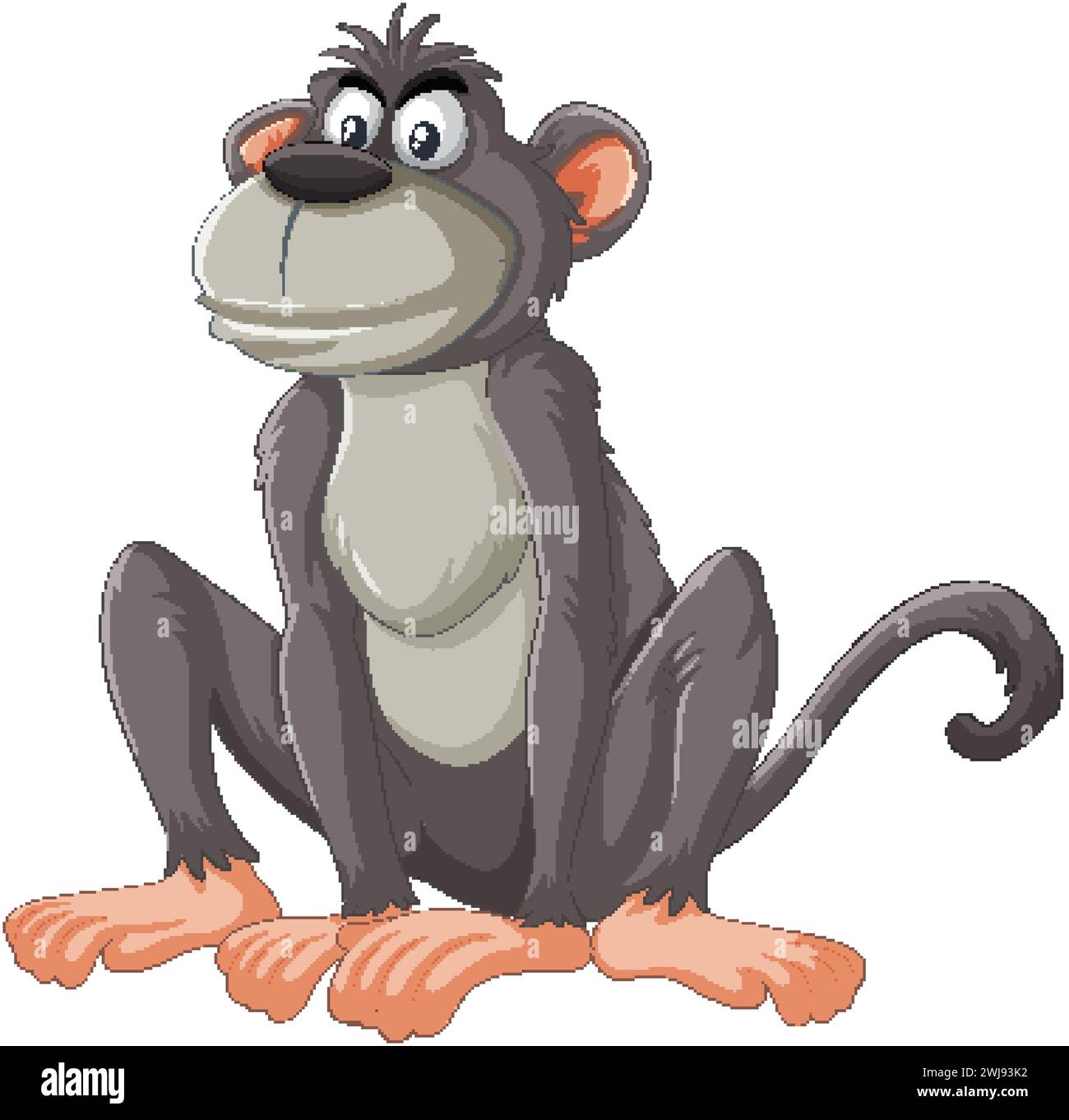 Vector illustration of a happy sitting monkey Stock Vector Image & Art ...
