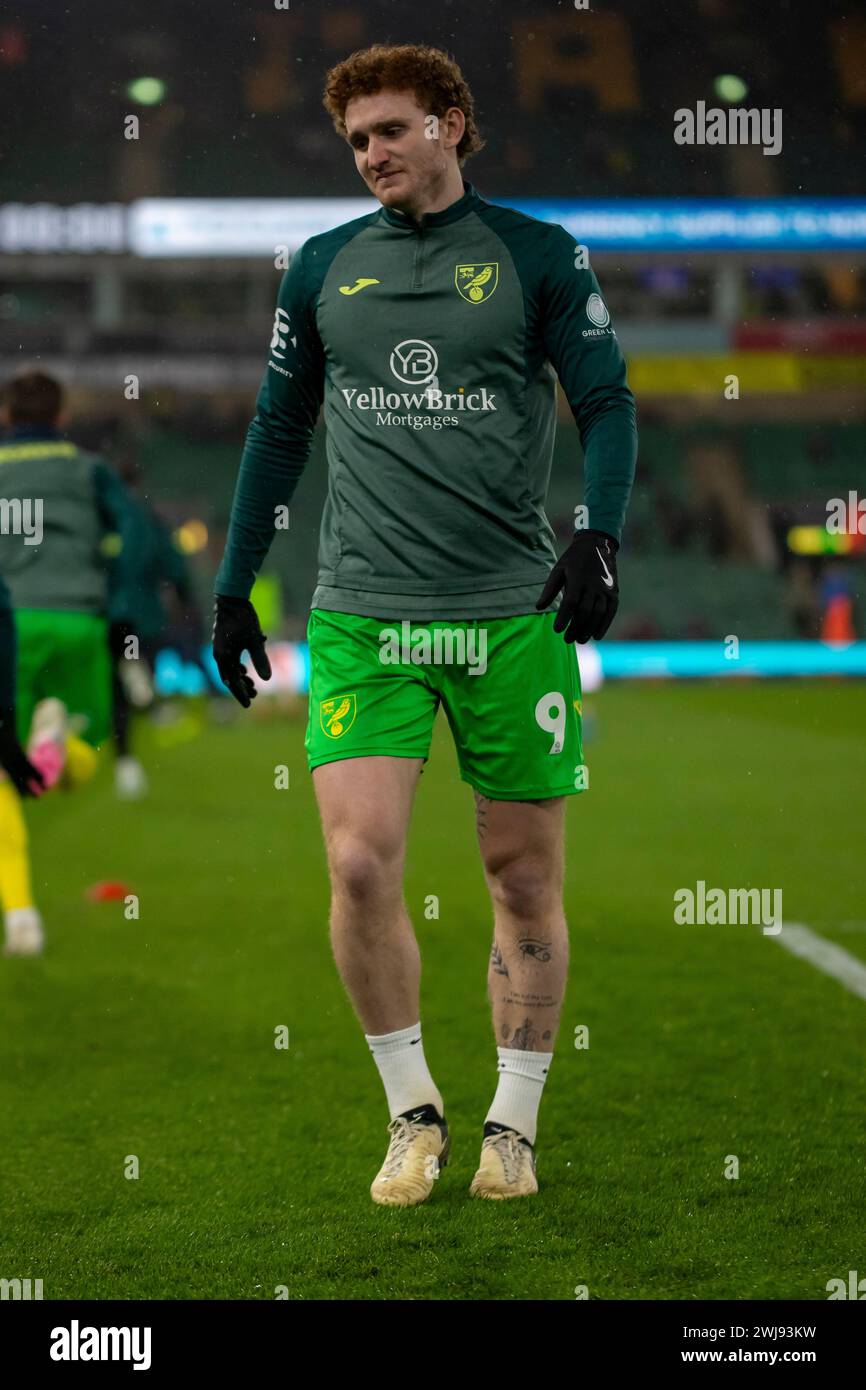Josh Sargent of Norwich City is seen warming up before the Sky Bet ...
