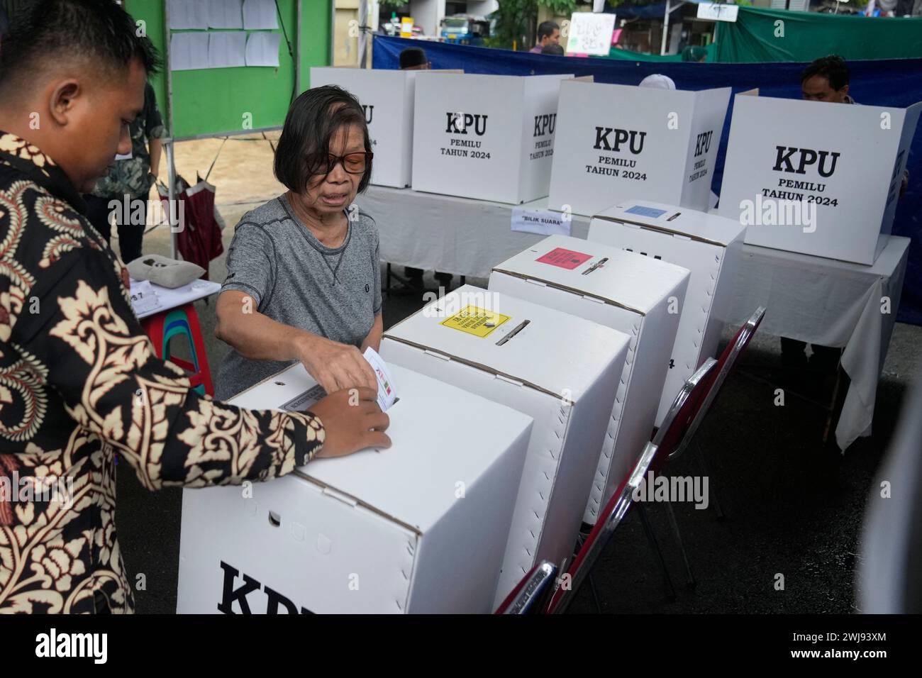 A woman casts her ballot at a polling station during the election in ...