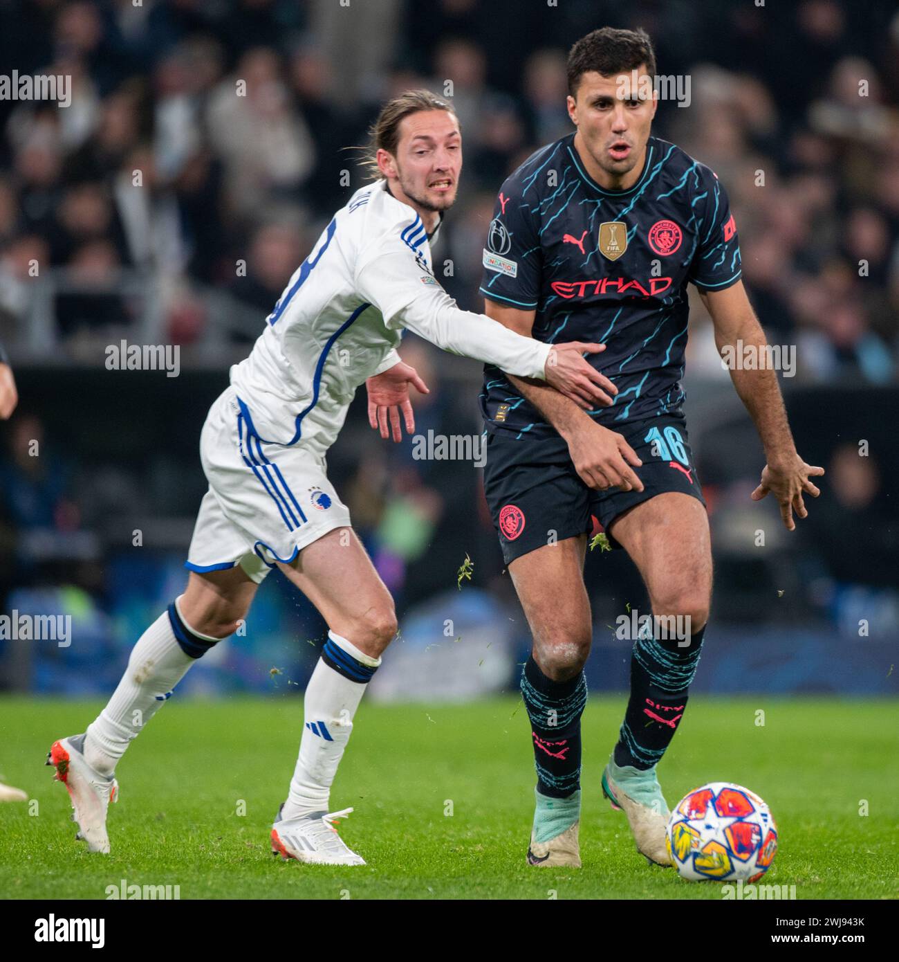 Copenhagen, Denmark. 14th Feb, 2024. Rodri of Manchester City and ...