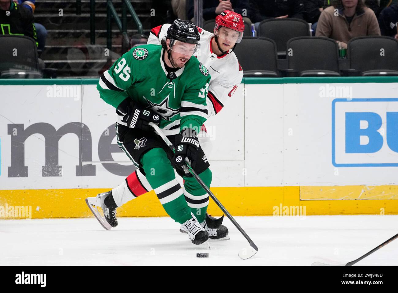 Dallas Stars center Matt Duchene (95) attempts to feed the puck to the ...