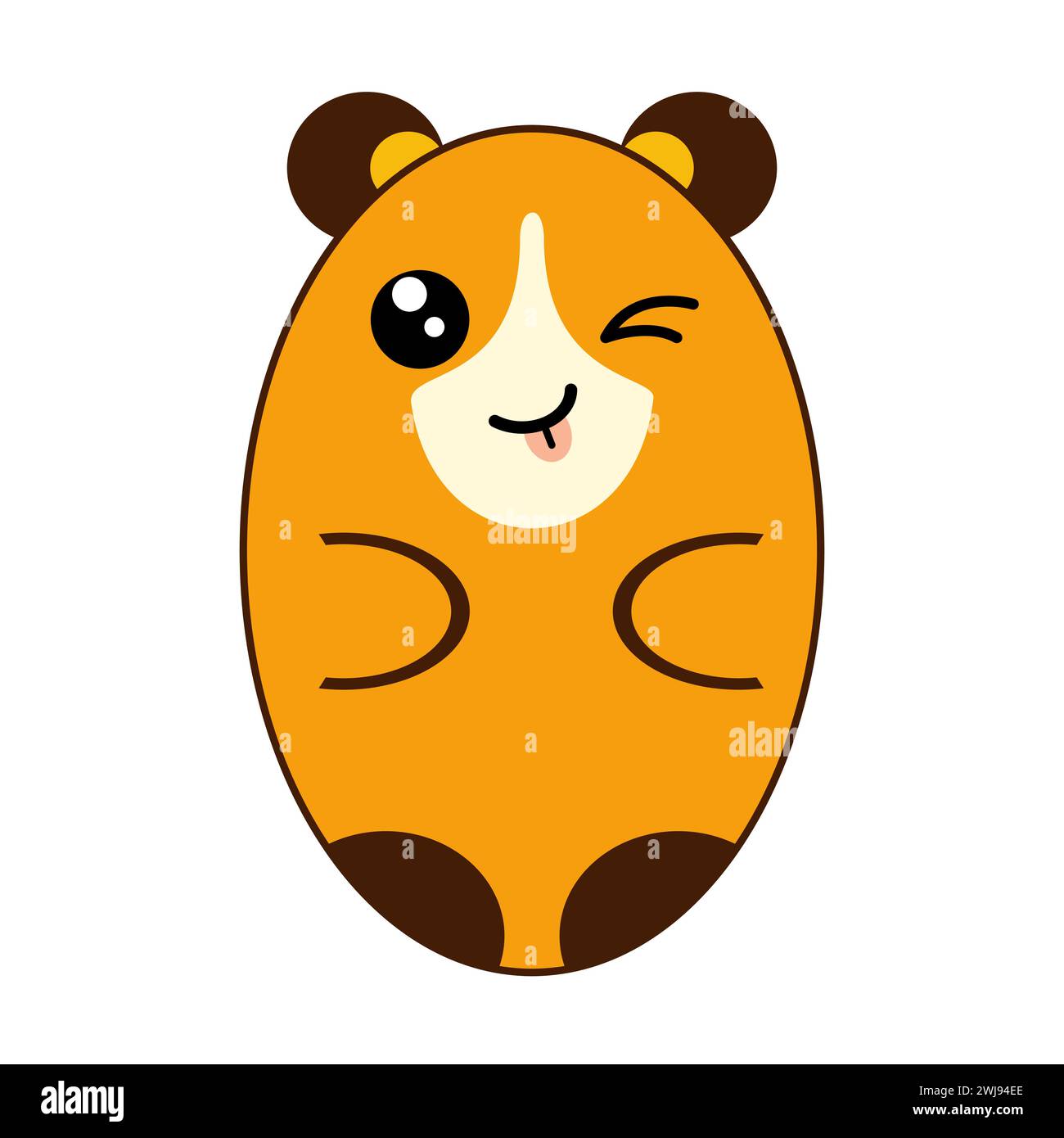 Cute kawaii hamster character drawing, funny cartoon pet vector clip ...