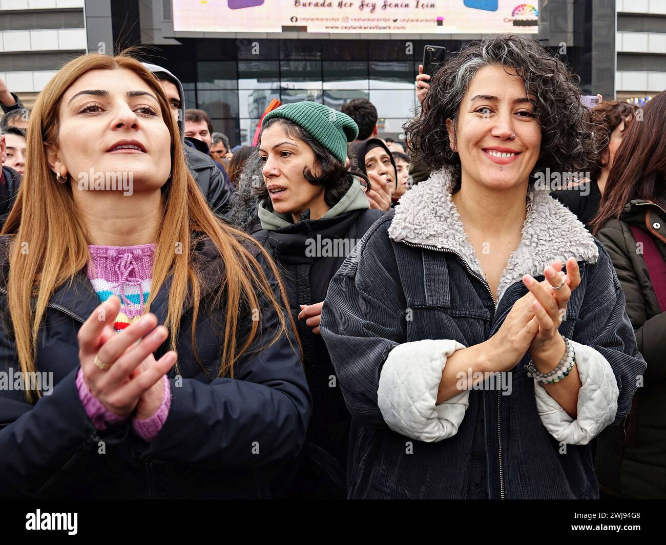 Devrim Demir (R), an artist and candidate for Mardin mayor of the Peoples' Equality and ...