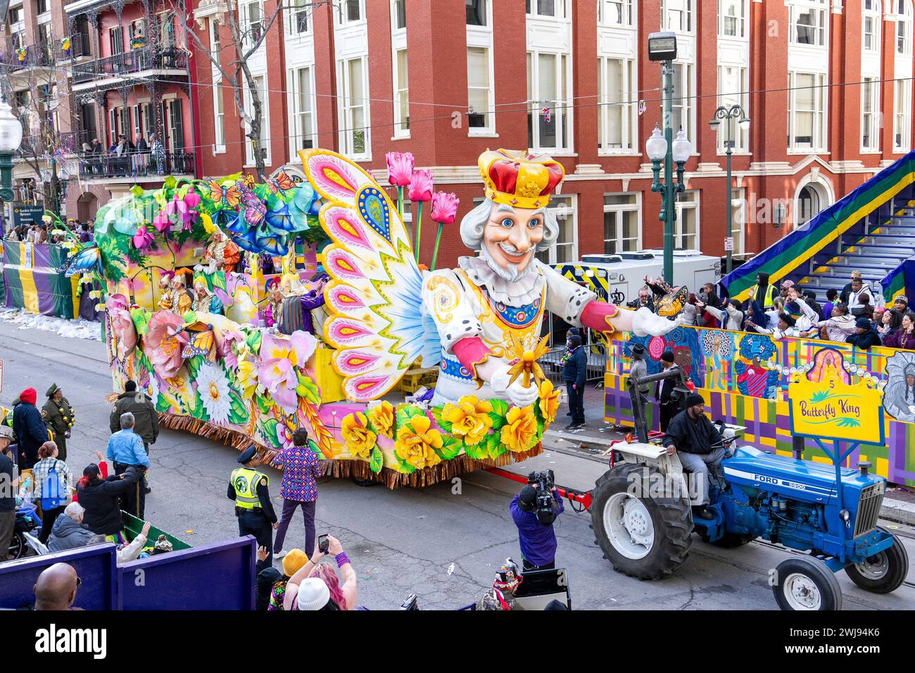 Paradegoers are seen during the Krewe of Rex Mardi Gras Parade in ...
