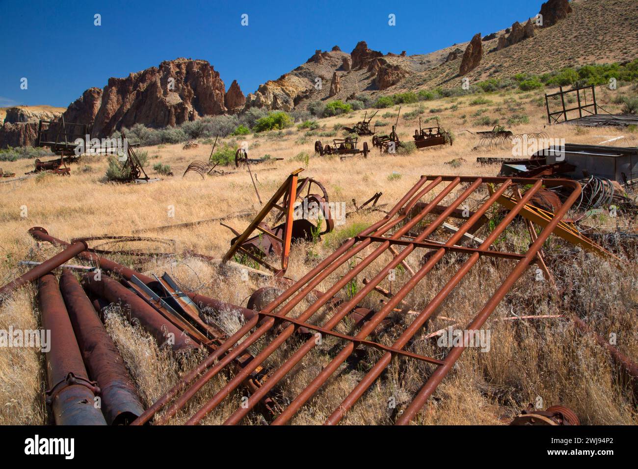 Old equipment at Birch Creek Ranch, Owyhee Wild and Scenic River, Vale ...