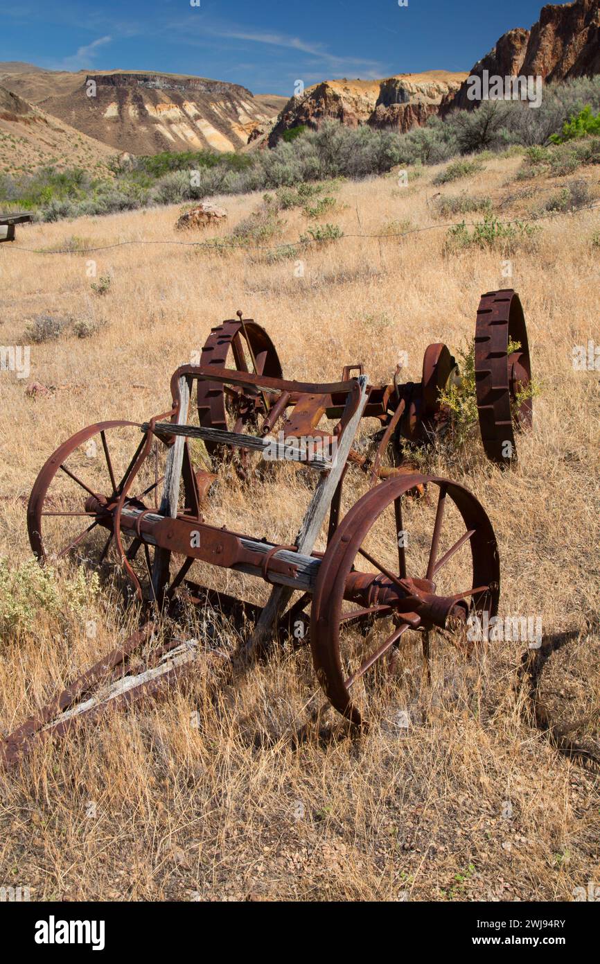 Old equipment at Birch Creek Ranch, Owyhee Wild and Scenic River, Vale ...