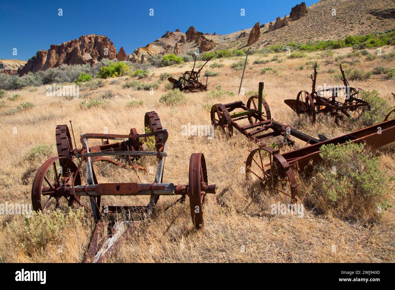 Old equipment at Birch Creek Ranch, Owyhee Wild and Scenic River, Vale ...