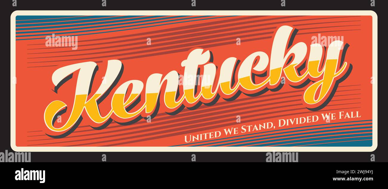 Kentucky, retro travel plate of american states, vector vintage board ...