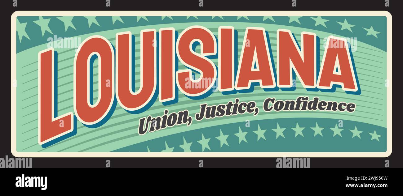 USA state of Louisiana vintage travel plate, sign of vector American ...
