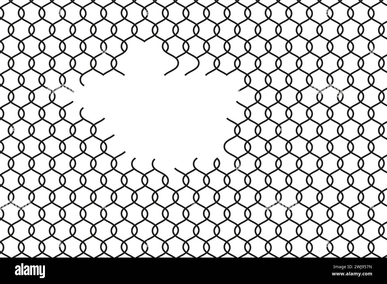 Broken wire mesh fence. Torn wire pirson mesh texture. Rabitz or chain ...