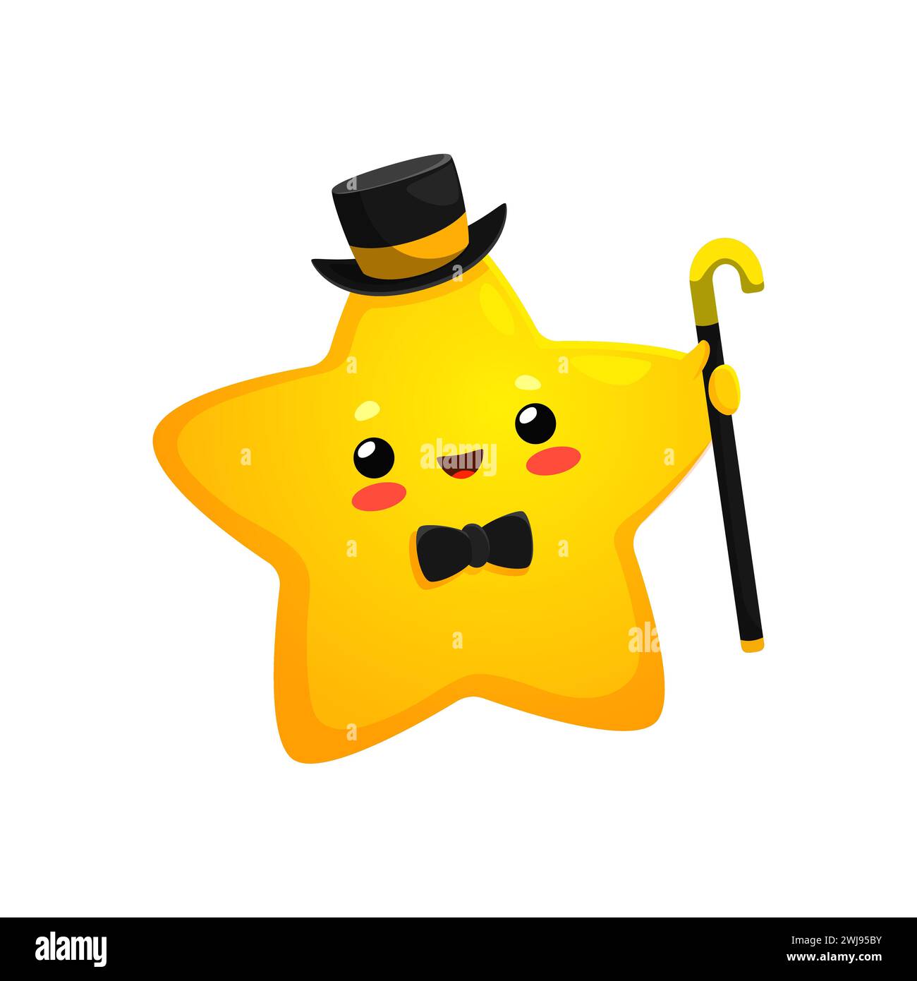 Cartoon cute cheerful kawaii star and happy twinkle gentleman character ...