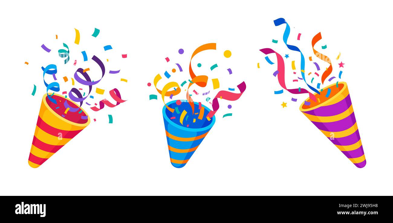 Birthday party popper cone firecracker with confetti and ribbons ...