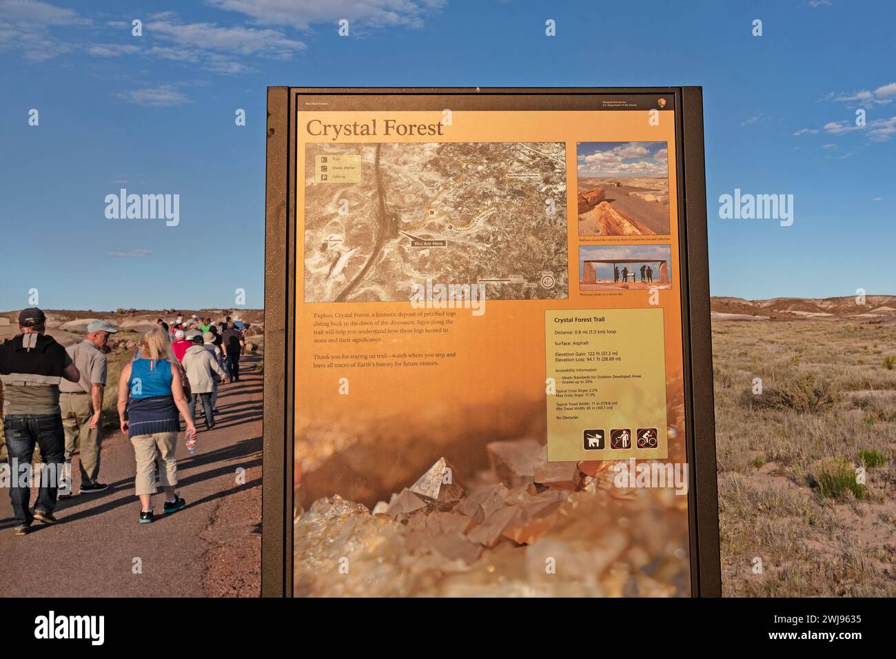 Crystal forest- information sign.. Petrified Forest National Park ...