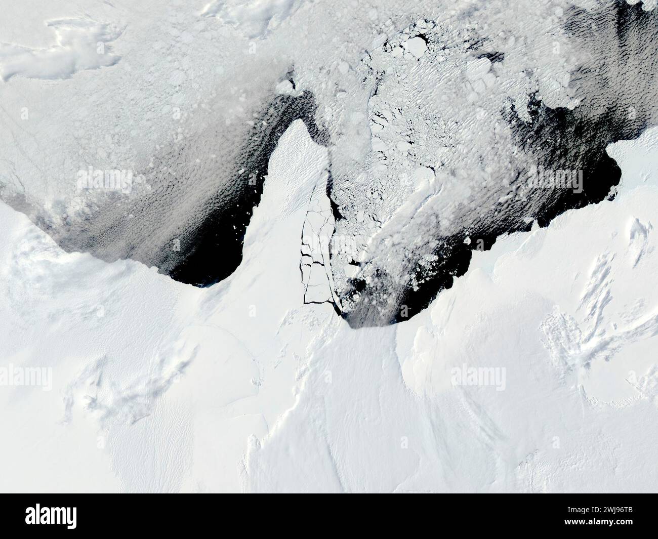 Sea ice breaking from Antarctic ice shelf, satellite image Stock Photo ... Sea ice breaking from Antarctic ice shelf, satellite image Stock Photo ...