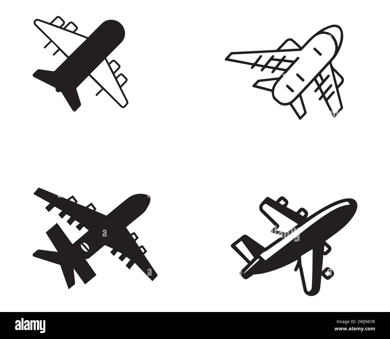 Air plane icon design set vector stock on white background illustration ...