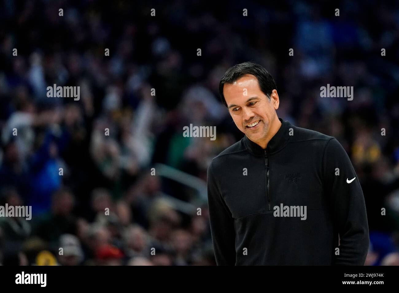 Miami Heat head coach Erik Spoelstra reacts after calling a timeout ...