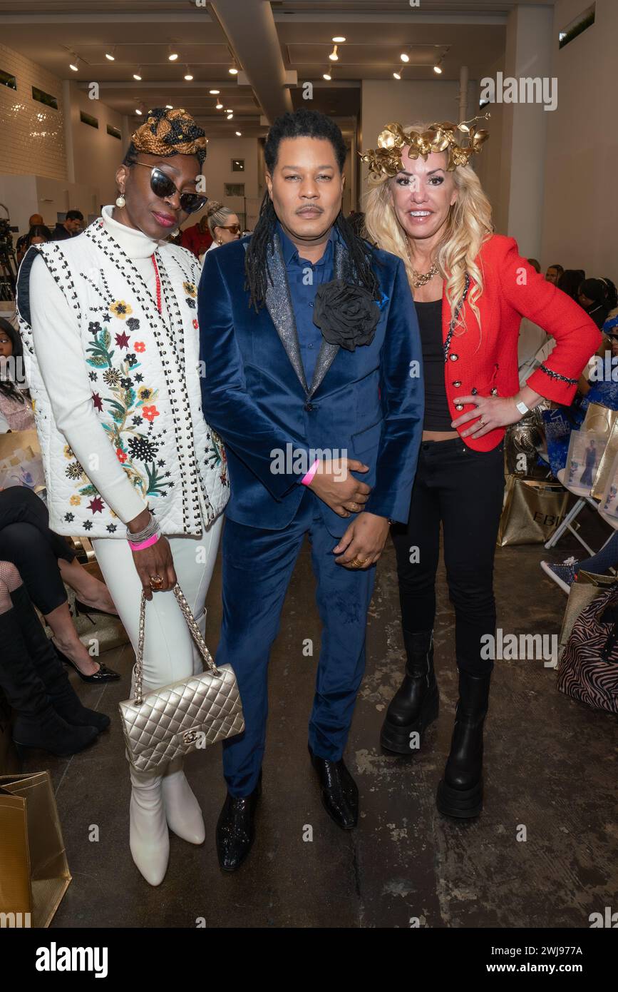Tinu, Ty-Ron Mayes and Luciana Pampalone attends the Dell Scott NYFW ...