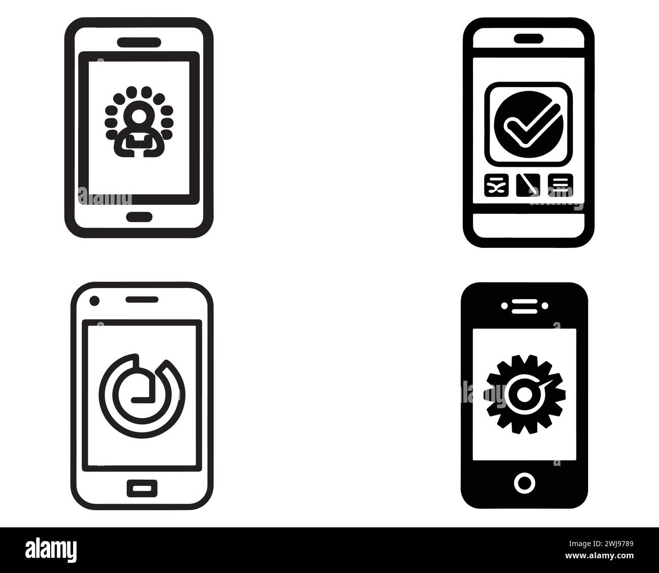 Mobile phone icon set vector on white background illustration Stock ...