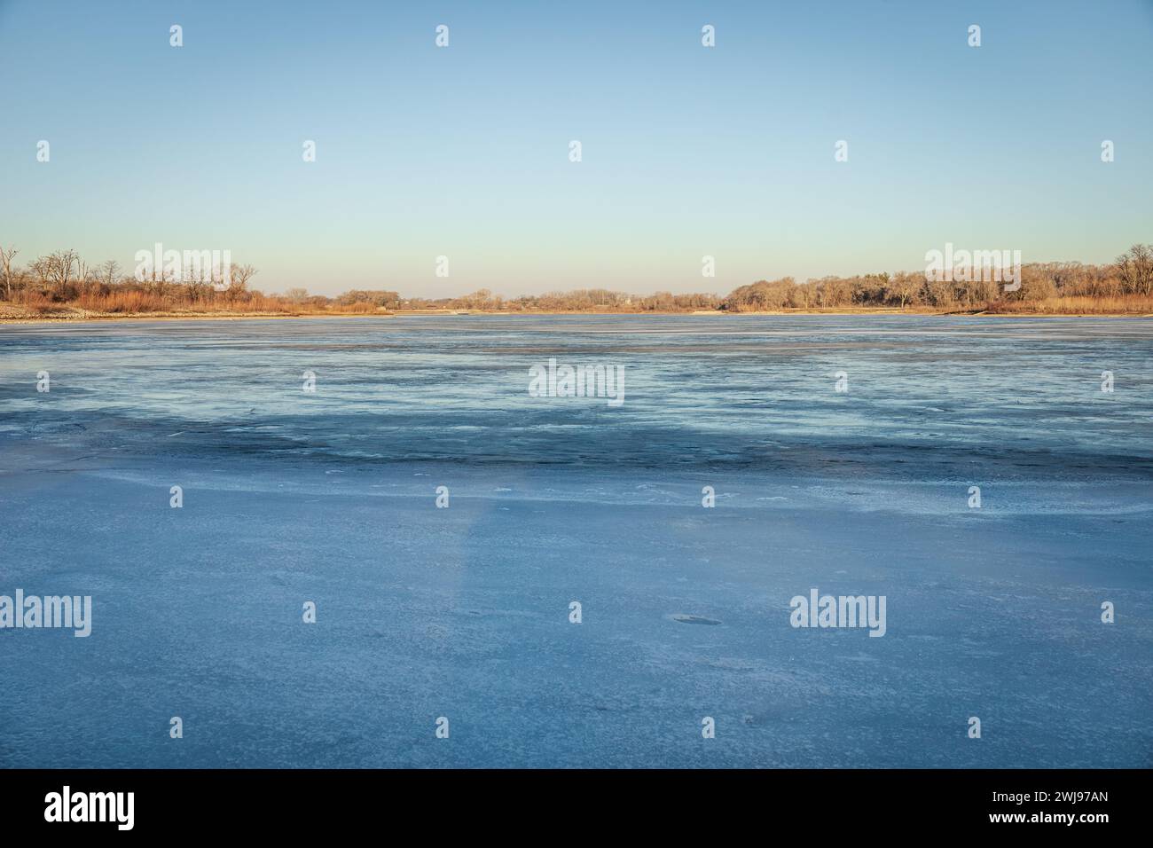 eye level view of an icy lake Stock Photo - Alamy