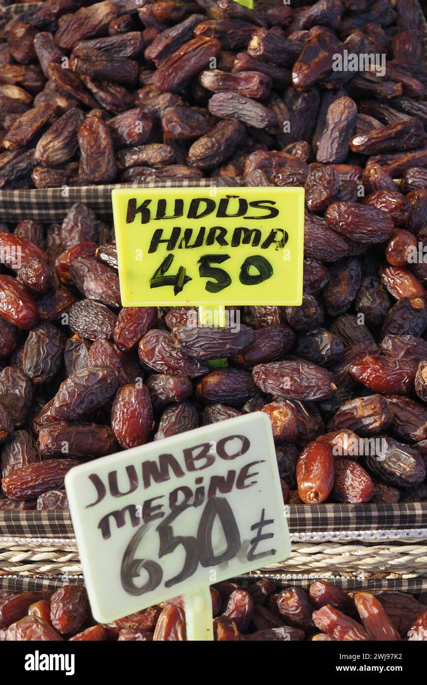 many date fruits display for sale at local market Stock Photo - Alamy