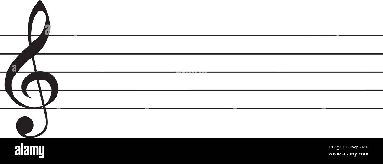 Blank music staff icon. Music staff and treble clef sign. Empty music ...