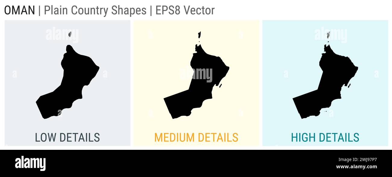 Oman - plain country shape. Low, medium and high detailed maps of Oman ...