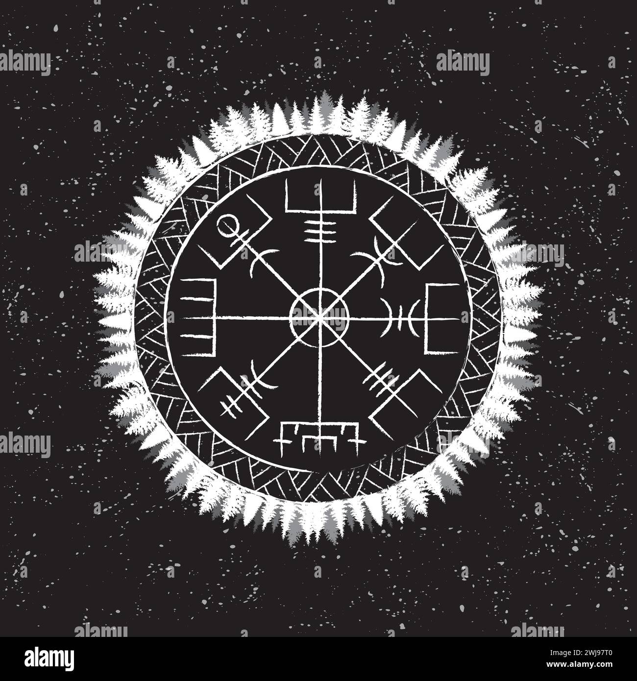 Scandinavian Vegvisir circle white Stock Vector Image & Art - Alamy