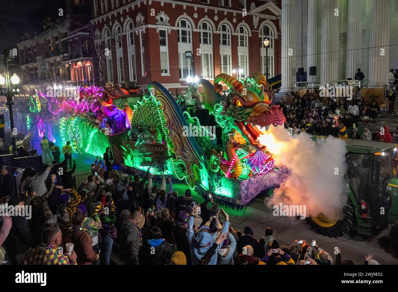 Paradegoers are seen during the Krewe of Orpheus Mardi Gras Parade in ...