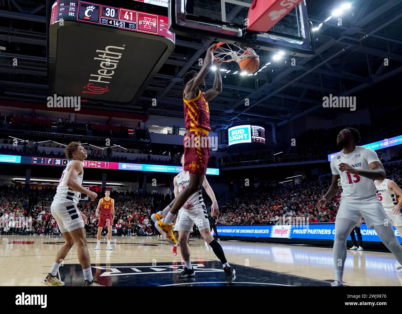 Iowa State forward Hason Ward, center, dunks during the second half of ...