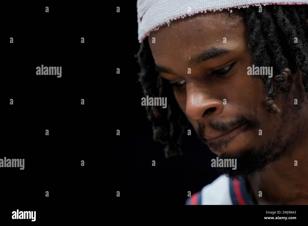 Dayton forward DaRon Holmes II stands on the court during an NCAA ...